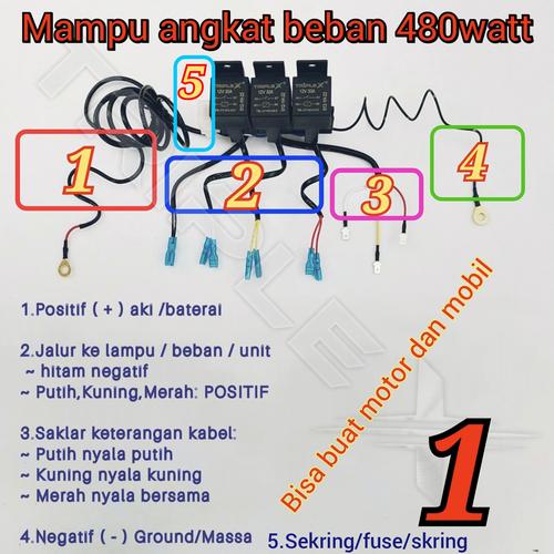 Jual Relay set 3mode kabel rellay 2mode lampu led tambahan relai triple ...