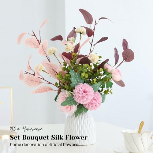 Jual Set Bunga Buket Flower Bouquet Pompom Eucalyptus Sunflower - Merah ...