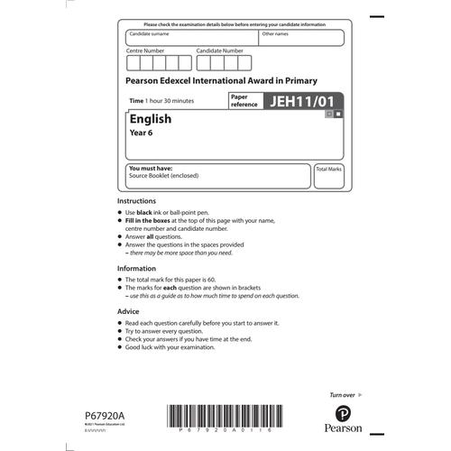 Jual Edexcel Pearson International Award in Primary English 2019-2021 ...