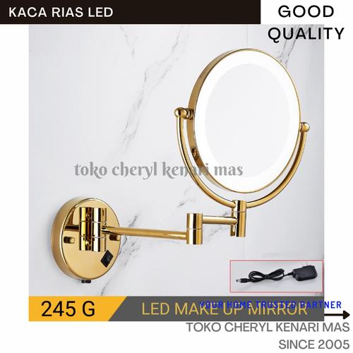 Jual KACA MAKE UP LED CERMIN RIAS LAMPU BULAT GOLD EMAS BERTU 245 - 095 ...