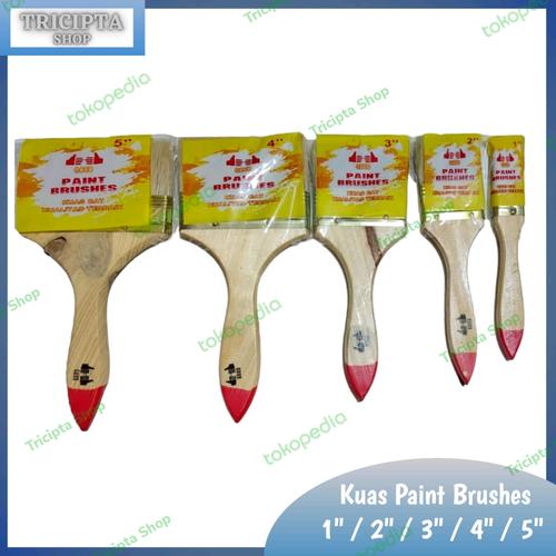Jual Kuas Cat Paint Brush Gagang Kayu Ukuran 1" / 2" / 3" / 4" / 5 ...