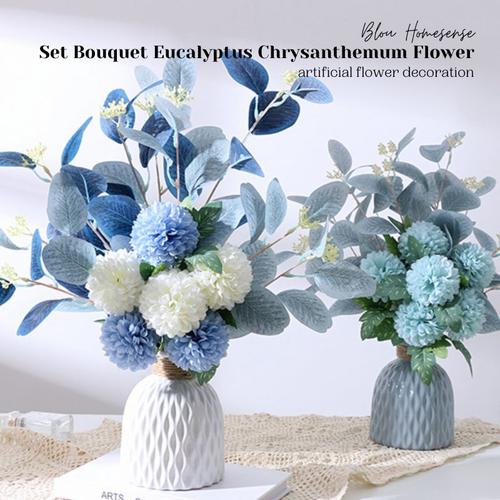 Jual Set Bunga Buket Flower Bouquet Pompom Eucalyptus Artificial Flower ...