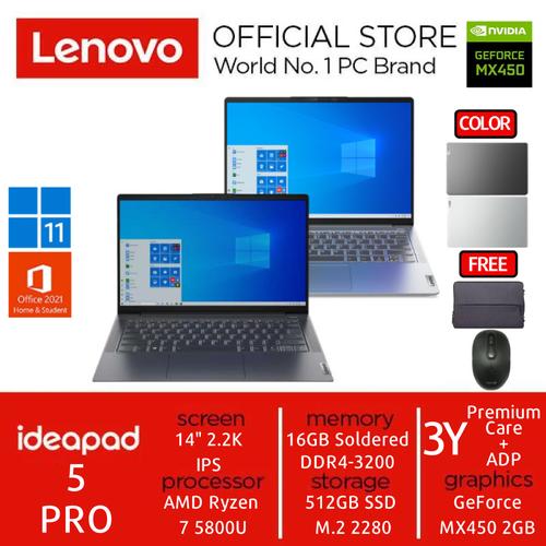 Promo Lenovo IP5 Slim 5 Pro NRID NSID R7 5800U/16GB/512GB SSD/MX450 2GB ...