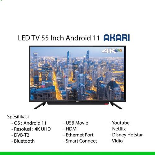 Promo Akari LED TV 55 Inch AT-5555B Smart Android AT 5555B With ...