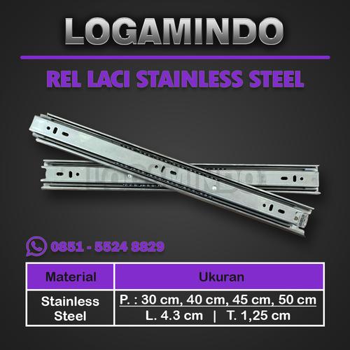 Jual Rel Laci Stainless Steel Double Track 30 40 45 50 cm Slider ...