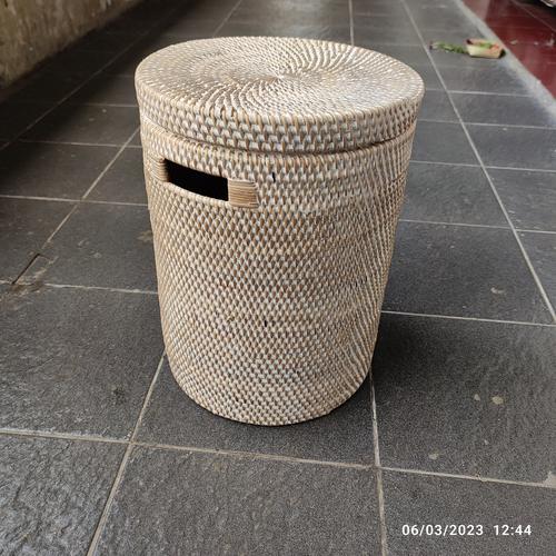 Jual rattan trash bin white laundry basket rotan putih - Kota Denpasar - Balinese ArtShop ...