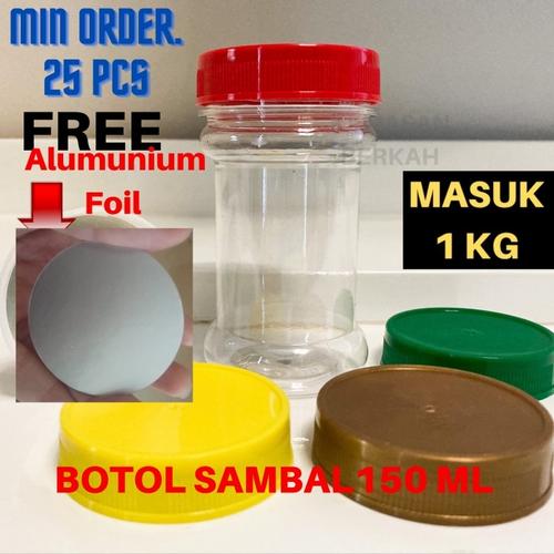 Jual Botol Sambal Plastik 150ml PET bumbu toples sambel selai - Merah ...