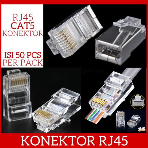 Jual Isi 50 Pcs Konektor Kabel Jaringan RJ45 CAT5 Metal Shield / Anti ...