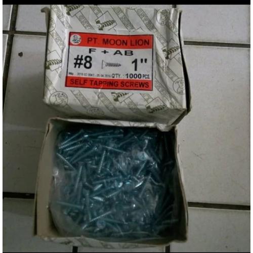 Jual Skrup Tapping Screw Kepala Rata 8x1" FAB Moon Lion Isi 1000 Pcs ...