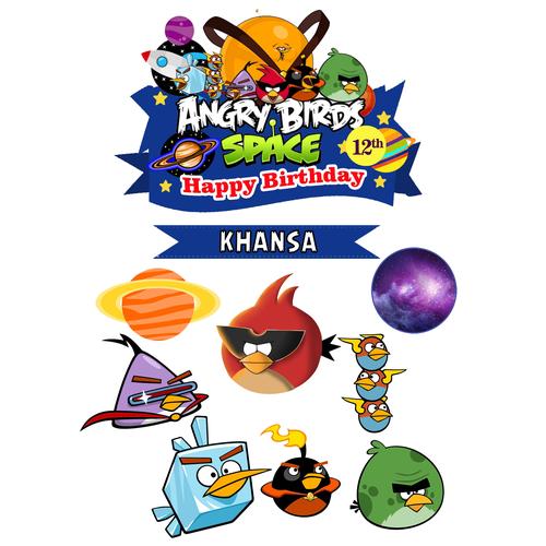 Jual Cake Topper Angry Bird Space/Topper kue custom/Hiasan kue Angry ...