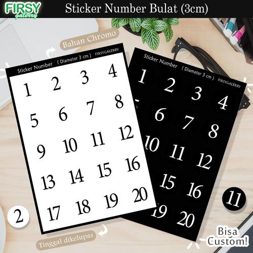 Jual Sticker Nomor, Label Nomor 3cm Angka 1-100, Sticker Nomor Bulat ...