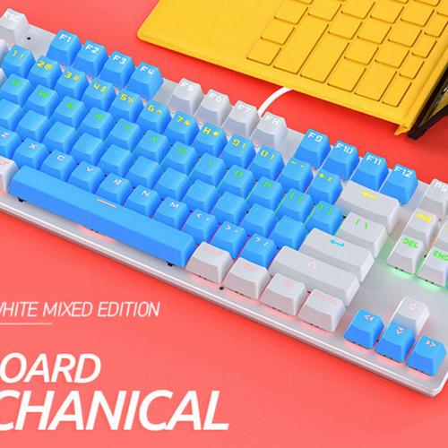 Jual Keyboard mechanical blueswitch warna biru putih keren langka ...