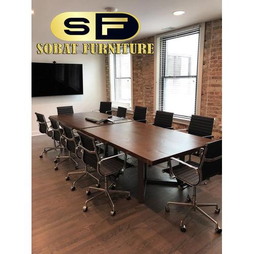 Jual Meja Rapat Besar Minimalis Kayu Jati Mewah Warna Elegan Kaki Besi ...