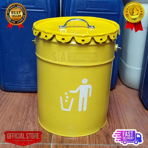 Jual Tong Ember Kaleng 20 Liter / 25 Kg Tempat Bakar Sampah - Kuning ...