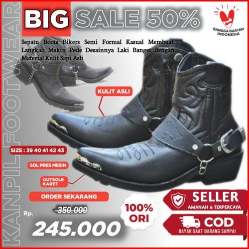 Jual Sepatu Jungle Jenggel Boots Kulit Asli Pria Kanpil HARLEY Touring ...