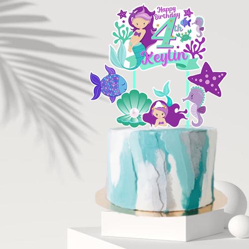 Jual Topper Cake Birthday Tusukan Hiasan Kue Ultah - Mermaid Tosca Ungu ...