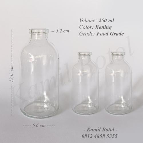 Jual Botol kaca infus 250ml tutup karet. - TANPA TUTUP, POLOS - Kota ...