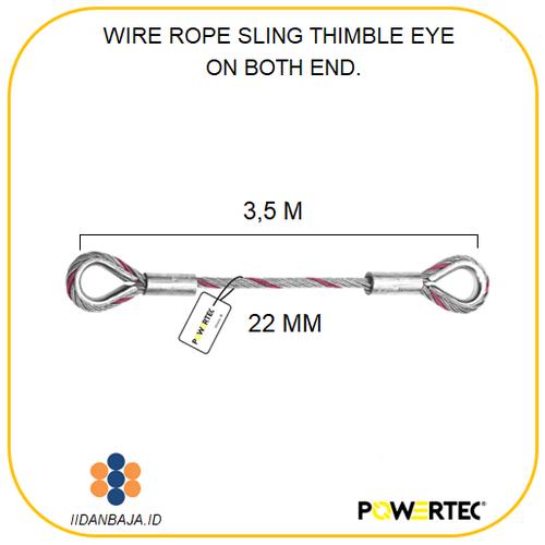 Jual WIRE ROPE SLING THIMBLE EYE ON BOTH END. 22 MM X 3,5 M X 6,2 T ...