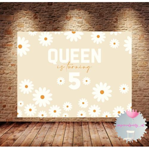 Jual Custom Happy Birthday Backdrop Banner Spanduk Daisy Flower Bunga 2 ...