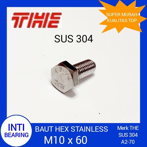 Jual BAUT HEX STAINLESS M10 x 60 MERK THE M10x60 SS 304 HEXAGON HEAD ...