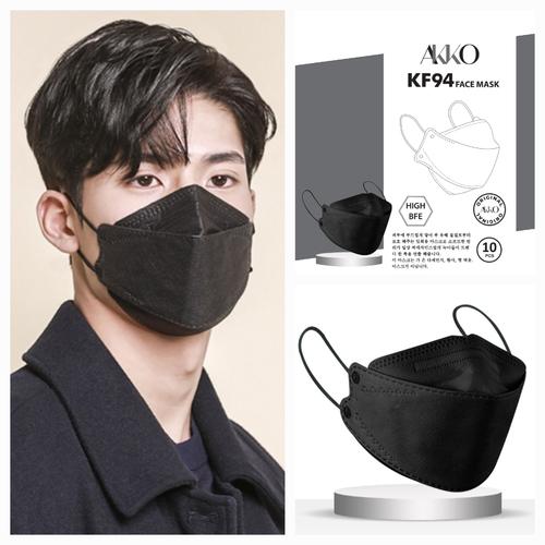Promo MASKER KF94 DEWASA AKKO 4PLY WARNA HITAM ISI 10PCS PREMIUM KF94 ...