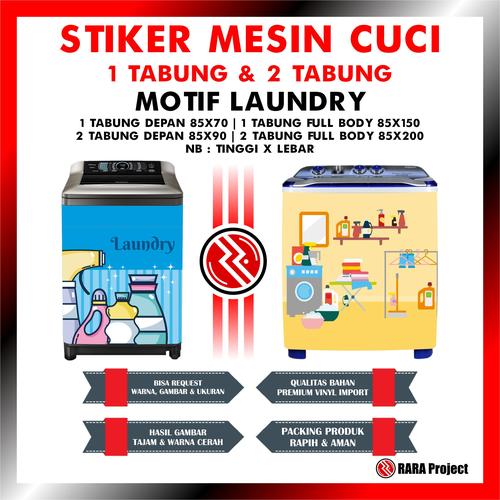 Jual Stiker Dekorasi Mesin Cuci 1 Tabung dan 2 Tabung Motif LAUNDRY ...