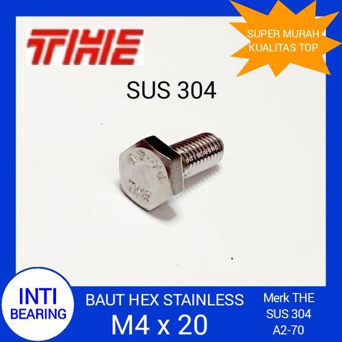 Jual BAUT HEX STAINLESS M4 x 20 MERK THE M4x20 SS SUS 304 HEXAGON HEAD ...