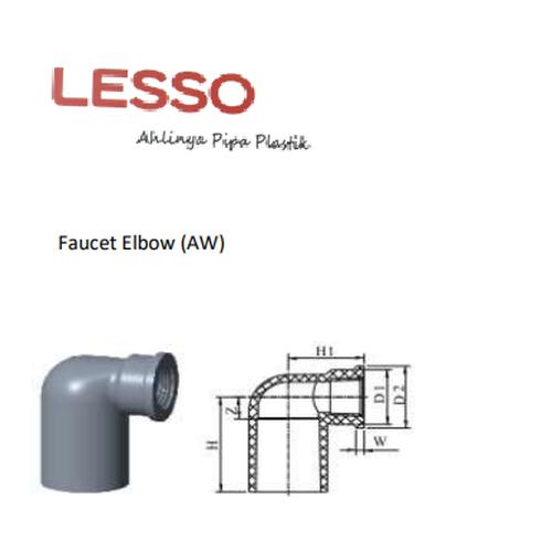 Jual Faucet Elbow AW PVC Merk Lesso - 3/4" x 1/2" - Jakarta Barat ...