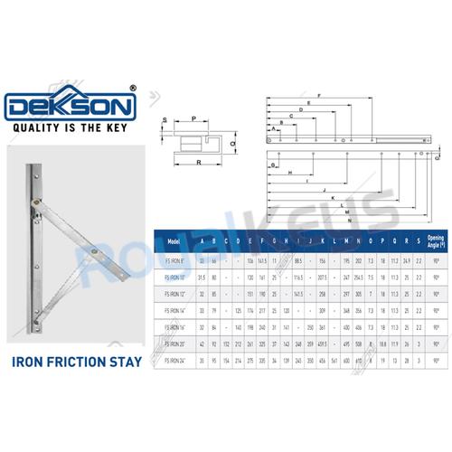 Jual Friction Stay Dekson Dekkson FS IR 12" Inch Engsel Jendela ...