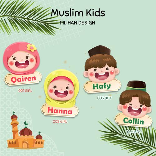 Jual Name tag, bag tag akrilik, gantungan tas tema anak muslim custom ...