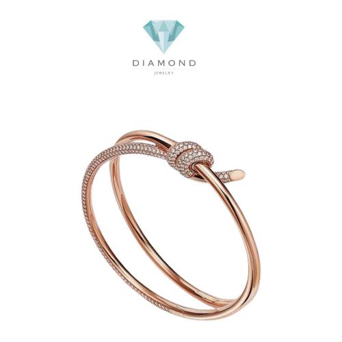 Promo T Knot diamond 18k Rose gold ring/gelang/earring-Diamond Jewelry ...