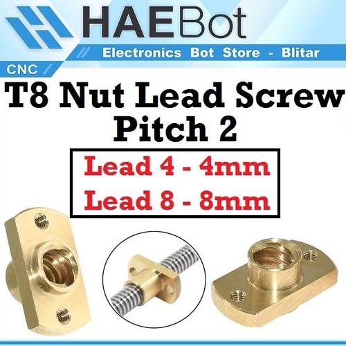 Jual [HAEBOT] T Nut TNut T8 Lead Screw Leadscrew Pitch 2 4 8 mm ...