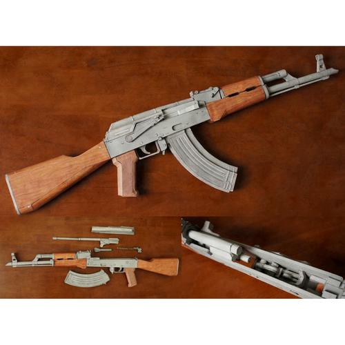 Jual 3D Papercraft AK-47 M Replika Senapan Real Size Pola Kertas DIY ...