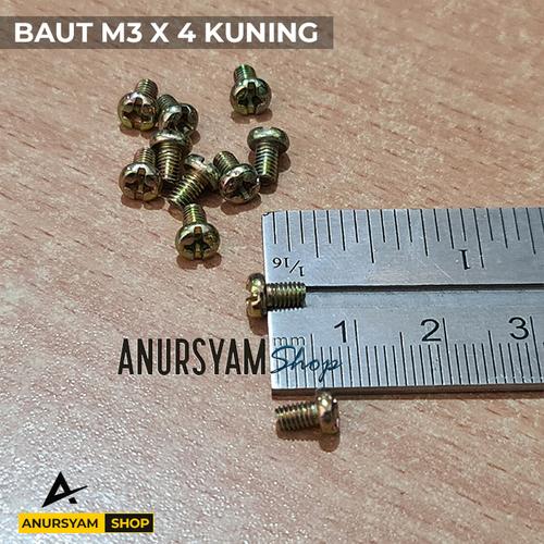 Jual Baut JP M3 x 4 Head Plus | Baut M3x4 - M3x4 KUNING - Kota Cilegon ...