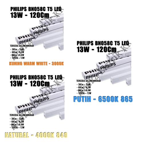 Jual PHILIPS BN058C T5 LED 13W 120CM BN 058C 058 C 13 W WATT 1200MM - 6500K PUTIH, TANPA BUBBLE ...