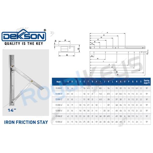 Jual Friction Stay Dekson Dekkson FS IR 14" Inch Engsel Jendela ...