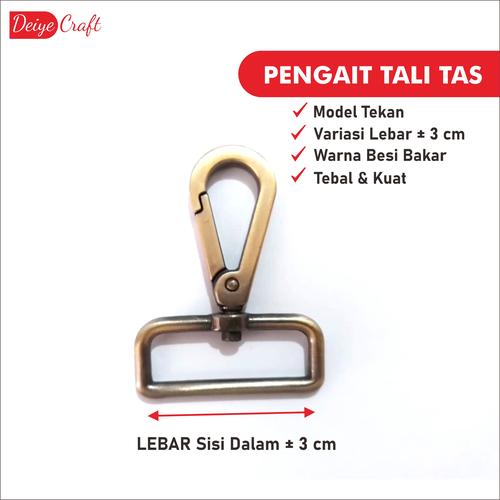 Jual CANTOLAN PENGAIT TALI TAS Lebar 3 cm Besi Bakar (Model Tekan ...