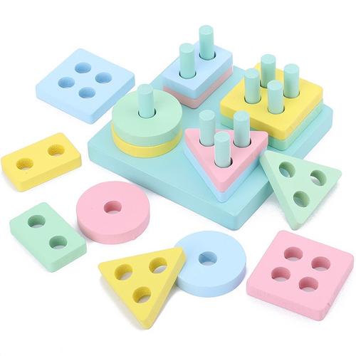Jual Geometric wooden shape board Papan Edukasi mengenal bentuk dan ...