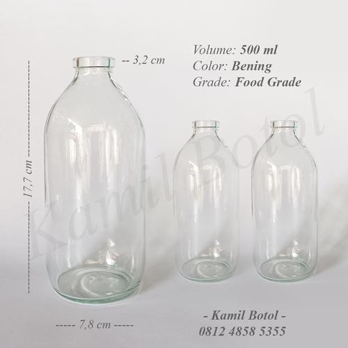 Jual Botol kaca infus 500ml tutup karet. - TANPA TUTUP, POLOS - Kota ...