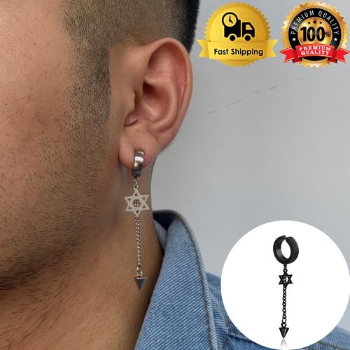 Promo Anting Pria Jepit Hitam Magnet Tanpa Tindik / Tusuk Bintang Korea ...