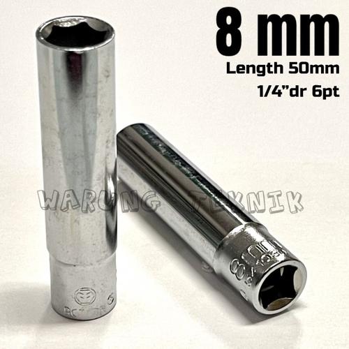 Jual DEEP SOCKET KUNCI SOK PANJANG 1/4 INCH DR 6PT L50MM MADE IN TAIWAN ...