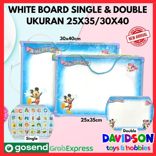 Promo WHITEBOARD ANAK SINGLE/DOUBLE UK 25X35/30X40/PAPAN TULIS BELAJAR ...