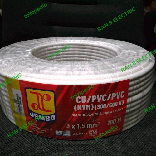 Jual JEMBO Kabel Listrik Nym 3x1.5mm Putih 100m Cu/Pvc/Pvc Standar Sni ...