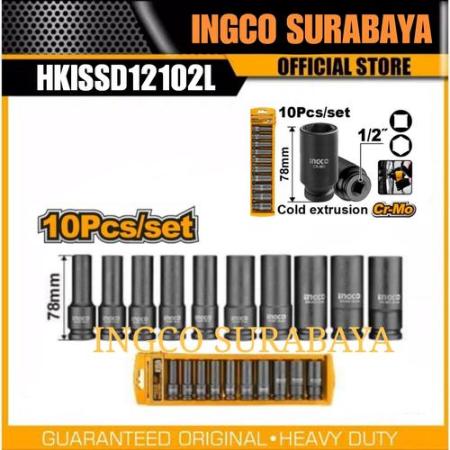 Jual INGCO HKISSD12102L IMPACT SOCKET SET 1/2" 10PCS PAKET KUNCI MATA SOK - Kota Surabaya ...