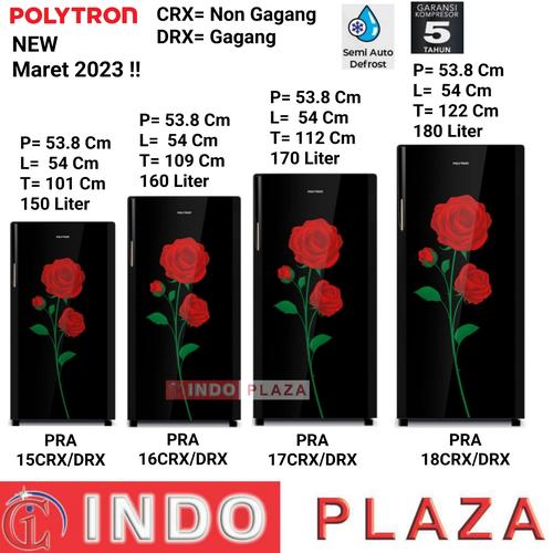 Promo KULKAS POLYTRON 1 PINTU PRA-15 / 16 / 17 / 18CRX/DRX BELLEZA ...