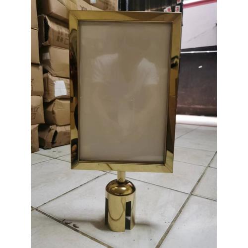 Promo Sign Board Frame Stainless Gold A3/A4 Potrait Papan Tiang Antrian ...