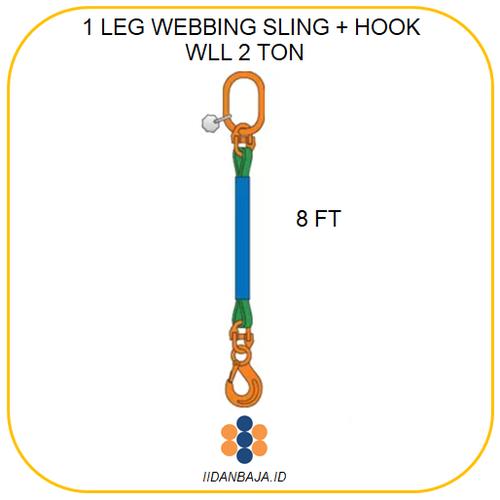 Jual 1 LEG WEBBING SLING + EYE SLING HOOK 2 TON X 8 FT POWERTEC - Kota ...
