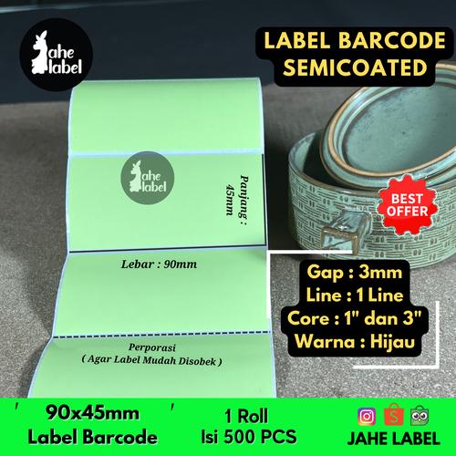 Jual LABEL STIKER BARCODE 90x45 mm SEMICOATED WARNA HIJAU 1000 PCS ...