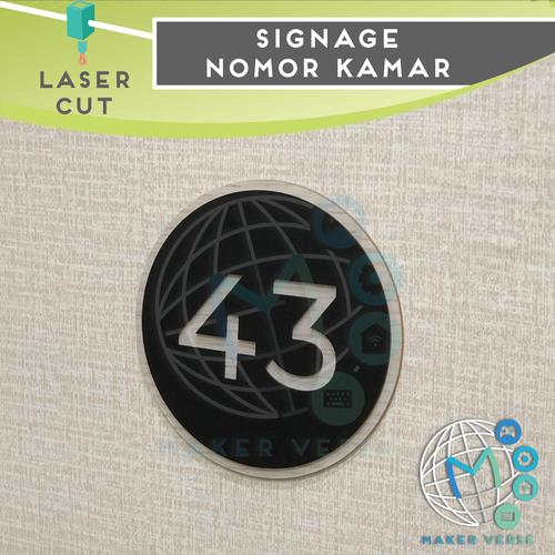 Jual Papan Nomor Kamar Akrilik Bulat Timbul Acrylic Signage Gamma ...