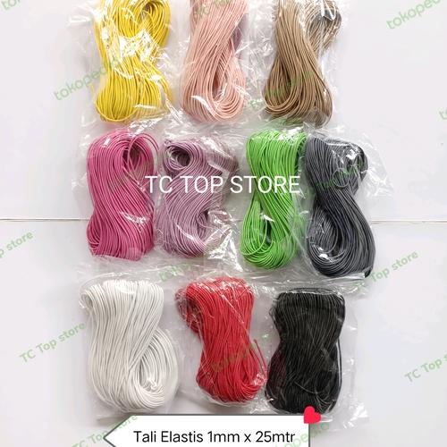 Jual Tali Elastis bulat / tali string / tali karet 1mm (25 meter ...